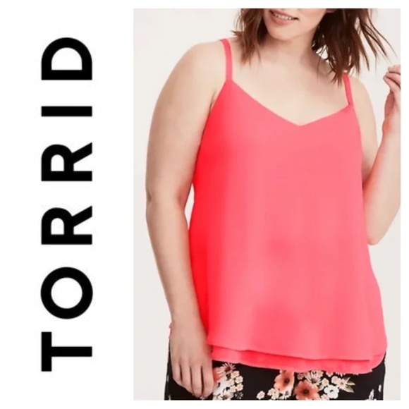 torrid | Tops | Torrid Plus Size Neon Coral Sophie Chiffon Double Layer ...